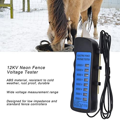 OKJHFD 12KV Neon Fence Voltage Tester Neon Fault Finder, Electric Fence Voltage Tester Professional Durable 2000 to 12000V 8 Neon Indicator Lights Waterproof Fence Tester for Farms,Home,Gardens