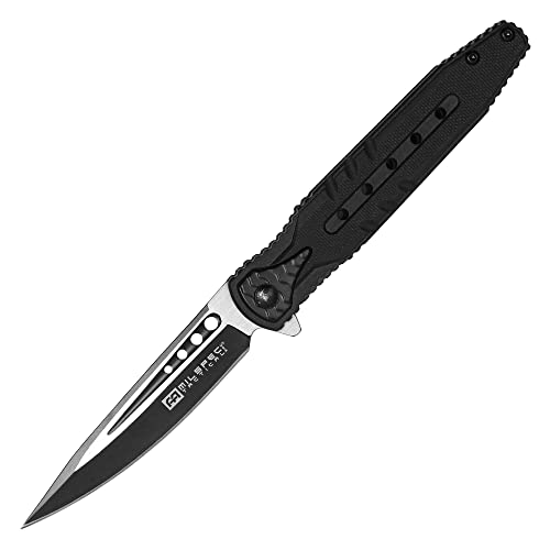 Buckshot Knives 8" Overall Spring Assisted Folding Pocket Knife With Nylon Fiber Handle (PML206BK)