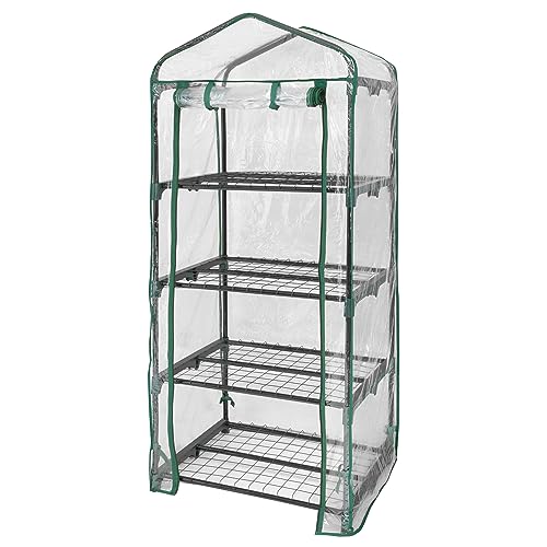 Miracle-Gro 23" x 17" x 57" All-Season 4-Tier Mini Grow House Outdoor or Backyard Easy Assembly Portable Greenhouse, Translucent