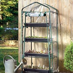 Miracle-Gro 23" x 17" x 57" All-Season 4-Tier Mini Grow House Outdoor or Backyard Easy Assembly Portable Greenhouse, Translucent