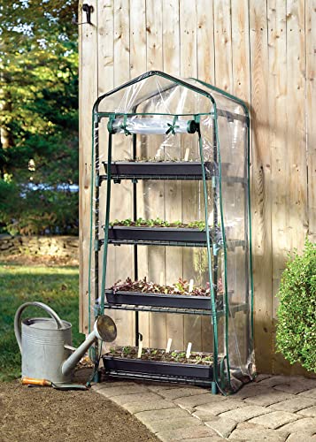 Miracle-Gro 23" x 17" x 57" All-Season 4-Tier Mini Grow House Outdoor or Backyard Easy Assembly Portable Greenhouse, Translucent