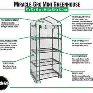 Miracle-Gro 23" x 17" x 57" All-Season 4-Tier Mini Grow House Outdoor or Backyard Easy Assembly Portable Greenhouse, Translucent