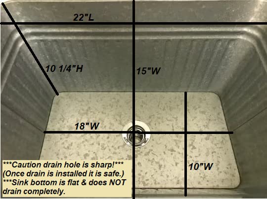 Rectangle Rustic Sink Galvanized Farmhouse Tub & (Rectangle) No Faucet