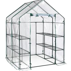 Miracle-Gro 4'8" x 4'8" x 6'5" All-Season Small Walk-in Greenhouse with 8 Wire Shelves for Outdoors, Easy-Access and Durable, Translucent