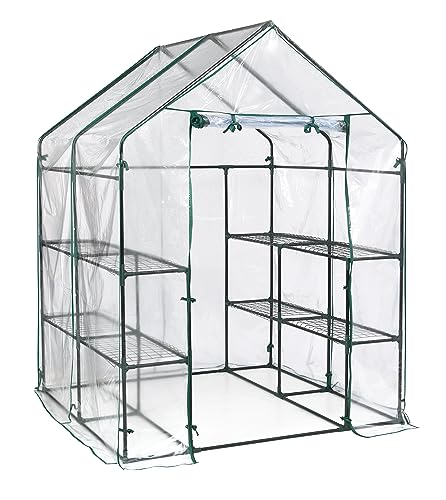 Miracle-Gro 4'8" x 4'8" x 6'5" All-Season Small Walk-in Greenhouse with 8 Wire Shelves for Outdoors, Easy-Access and Durable, Translucent