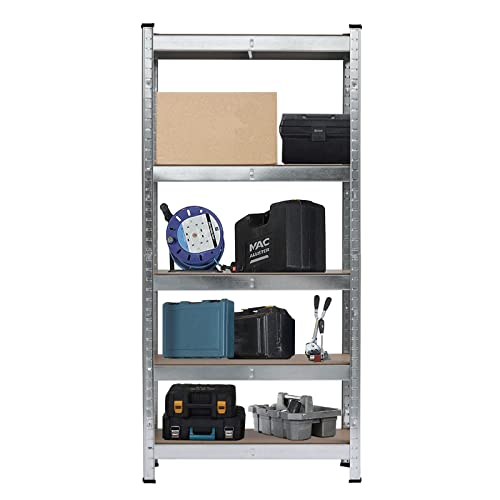 Garage Shelving Heavy Duty, 59" Garage Storage Shelves Heavy Duty Shelving, Adjustable 5-Tier MDF Shelves for Storage, Garage Shelves, Basement Shelving Utility Shelf Rack, 59" H*30" W*12" D