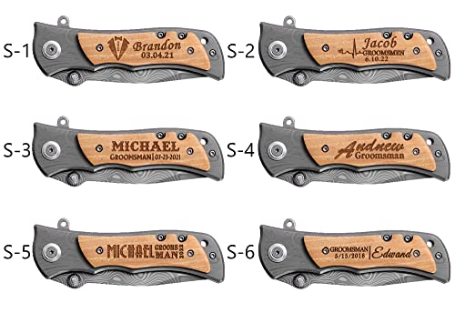 JulStar Groomsmen Proposal Gifts, Personalized Knife for Groomsmen with Box,Groomsmen Knives,Groomsman Gifts for Weddings, Custom Best Man Gifts, Bachelor Gifts For Men