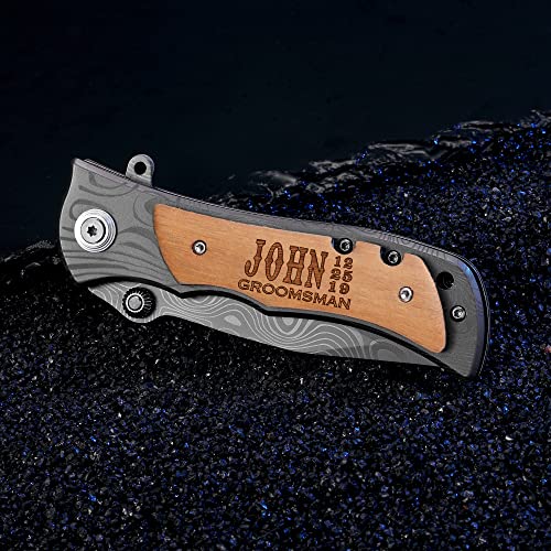 JulStar Groomsmen Proposal Gifts, Personalized Knife for Groomsmen with Box,Groomsmen Knives,Groomsman Gifts for Weddings, Custom Best Man Gifts, Bachelor Gifts For Men