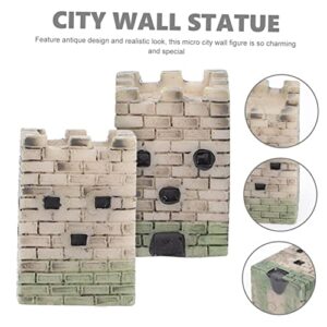 jojofuny 40 pcs Figurines Resin Garden Small City Model Square Wall Tank Plant Fish Mini Ornament Fairy Hideaway Aquarium Pot Great Bonsai Statue Miniature Decoration Antique Decor