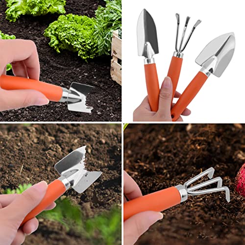 Uxsiya Gardening Tool Set, Garden Hand Tools Orange Narrow Shovel Practical Stainless Steel for Bonsai Pl