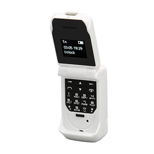 Seniors Flip Cell Phone, 2G GSM Mini Easy to Use Mobile Phone for Elderly Kids, Big Buttons Loud Volume, 0.66 Inch OLED Screen, 32+64MB, 300mAh Battery Bluetooths (White)