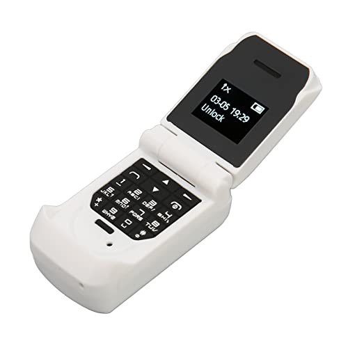 Seniors Flip Cell Phone, 2G GSM Mini Easy to Use Mobile Phone for Elderly Kids, Big Buttons Loud Volume, 0.66 Inch OLED Screen, 32+64MB, 300mAh Battery Bluetooths (White)