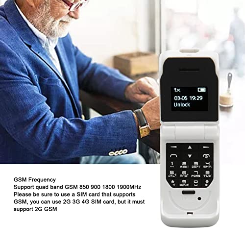 Seniors Flip Cell Phone, 2G GSM Mini Easy to Use Mobile Phone for Elderly Kids, Big Buttons Loud Volume, 0.66 Inch OLED Screen, 32+64MB, 300mAh Battery Bluetooths (White)