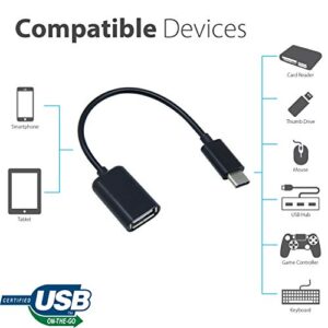 Big-E OTG USB-C 3.0 Adapter (2 Pack) Compatible with Samsung Galaxy S22 Plus 5G for Multi use Functions Such as Keyboard, Thumb Drives, mice, etc. (Black)