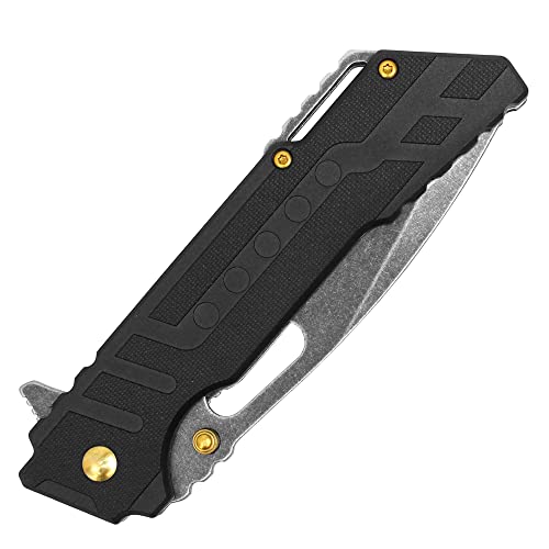 Buckshot Knives 8.5" Overall Spring Assisted Serrated Tanto Blade Survival Folding Pocket Knife With Stainless Steel And Nylon Fiber Handle (PWT405BK)