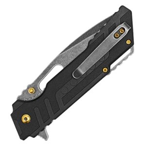 Buckshot Knives 8.5" Overall Spring Assisted Serrated Tanto Blade Survival Folding Pocket Knife With Stainless Steel And Nylon Fiber Handle (PWT405BK)