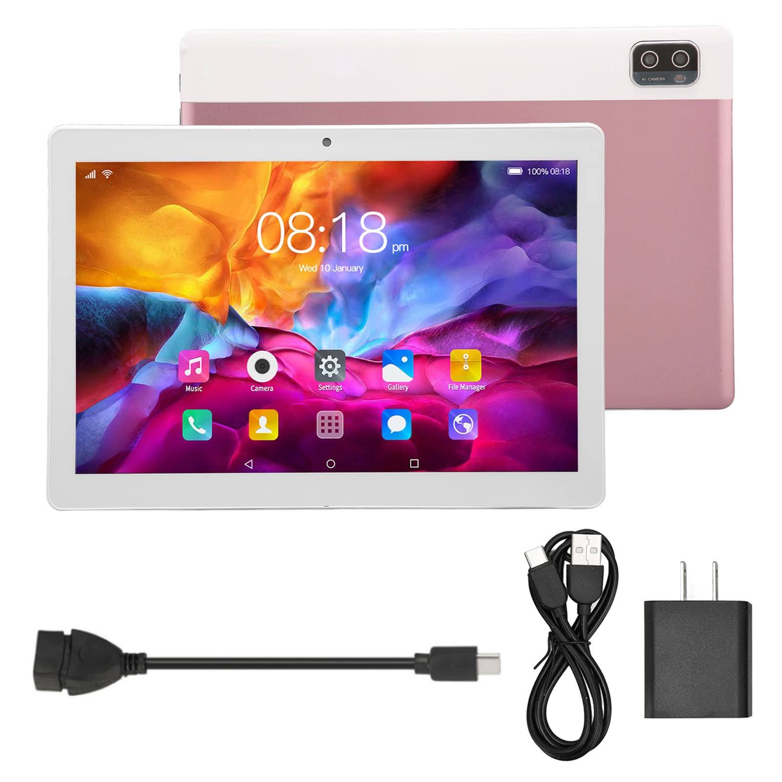 Luqeeg Kids Educational Tablet, 1960x1080 HD IPS Touchscreen, 10.1 Inch Tablet for Android 12, 10 Core CPU Processor, 5G WiFi Dual Band, 6GB RAM 128GB ROM, 2MP + 5MP Camera, 8800mAh, Pink