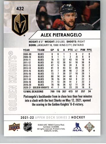 Hockey Trading Card NHL 2021-22 Upper Deck #432 Alex Pietrangelo NM Near Mint