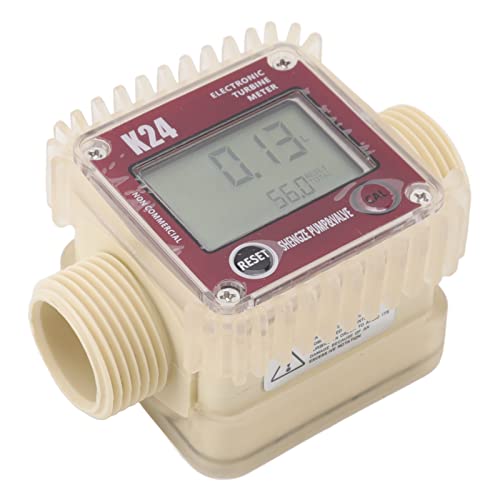 Electronic Fuel Meter, High Accuracy Digital Turbine Flow Meter G1 Female Thread 4 Measure Units 20BAR Large LCD Display for Chemical Liquid for Kerosene