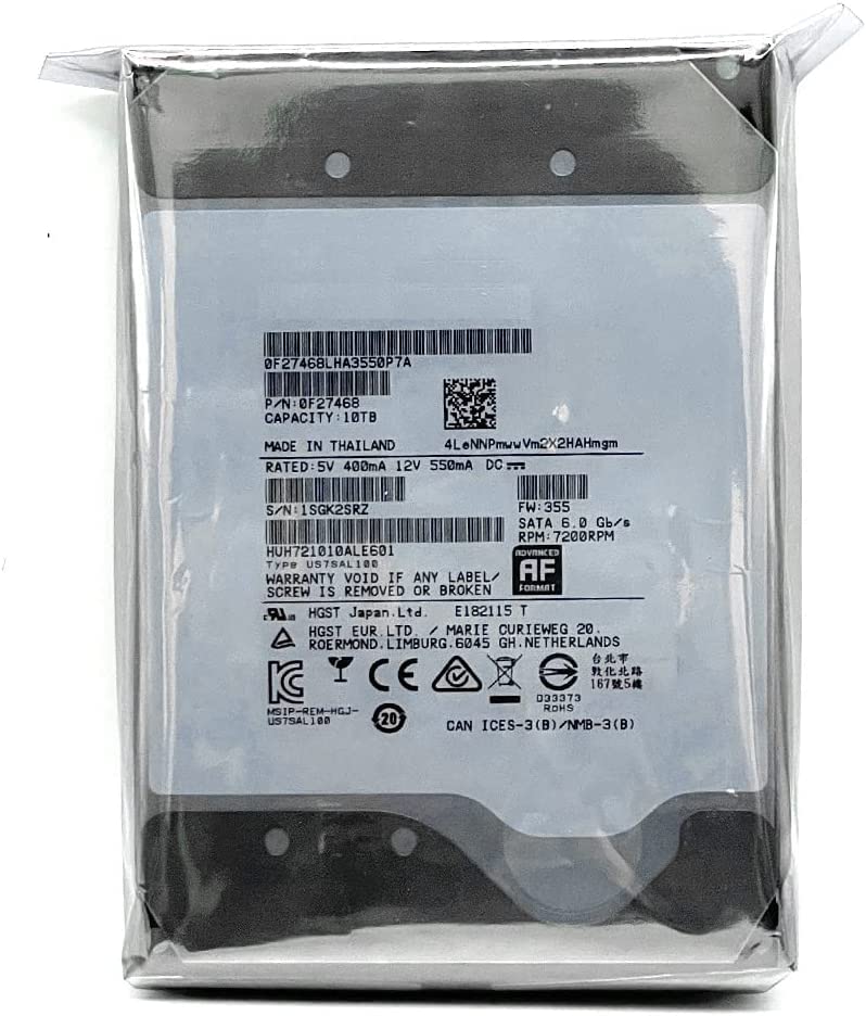 Hitachi WD HGST He10 (HUH721010ALE601) 10TB 7200RPM 128MB Cache SATA 6.0Gb/s 3.5inch Enterprise Hard Drive - 5 Year Warranty (Renewed)