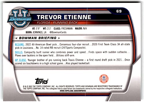 2022 Bowman Chrome University #69 Trevor Etienne Florida Gators Football