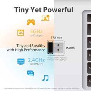 Edimax Wi-Fi 5 802.11ac Nano AC600 Dual-Band (2.4Ghz / 5Ghz) Adapter for PC USB Nano Dongle, Windows, Mac OS, Linux, EW-7811ULC