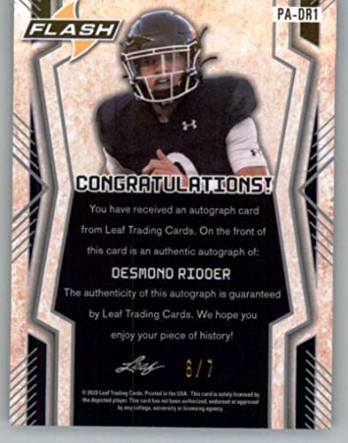 2022 Leaf Flash Portrait Autograph Kaleidoscope Black #PA-DR1 Desmond Ridder RC Rookie AUTO Autograph 6/7 Cincinnati Bea Football Trading Card