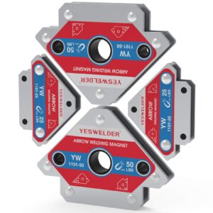 YESWELDER 25&50LB Welding Magnet-4 Pieces of Magnetic Welding Holder & Round Dual Sided Metal Sheet Guage & Metal Sheet Thickness Gauge 2pk Stainless Steel Wire Welding Gauge