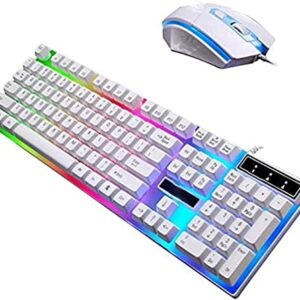 RMENST Gaming Keyboard and Mouse Combo, Wired LED Backlit Computer Keyboard, Wired Gaming Keyboard Set