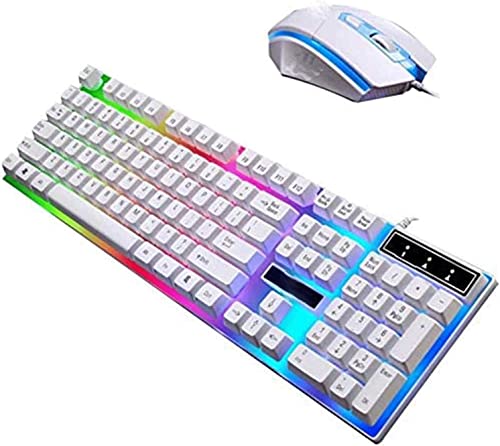 RMENST Gaming Keyboard and Mouse Combo, Wired LED Backlit Computer Keyboard, Wired Gaming Keyboard Set