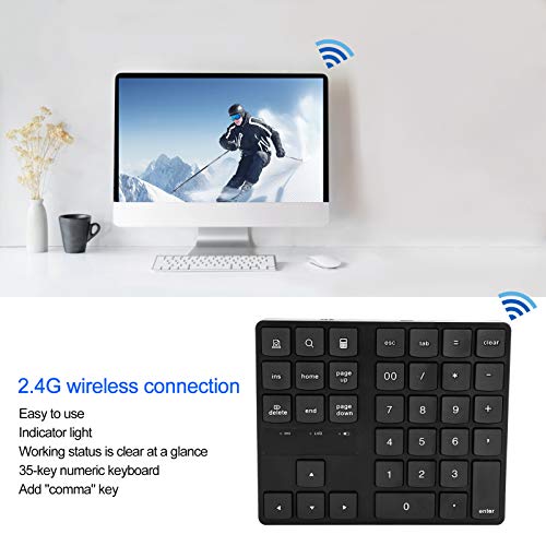 Yinuoday Mini Numeric Keypad 35 Keys 2. 4G Wireless Ultra Slim Portable Keyboard Computer Supplies or Laptop, Desktop, PC, Notebook