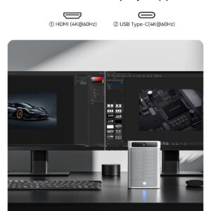 MINISFORUM MC560 Mini PC AMD Ryzen 5 5625U 6C/12T Office Desktop Computer, DDR4 32G RAM+512G PCIe SSD, HDMI/USB-C 4K@60Hz Output with QHD Camera, Dual Speaker and Dual Mic Micro PC