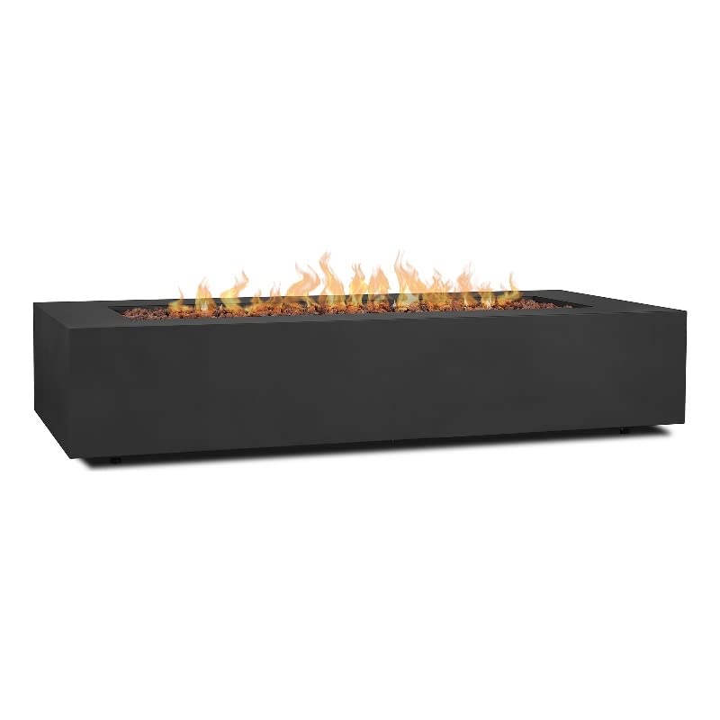 Real Flame Aegean 70" Rectangle Propane Fire Table in Black with Natural Gas Conversion Kit