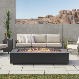 Real Flame Aegean 70" Rectangle Propane Fire Table in Black with Natural Gas Conversion Kit