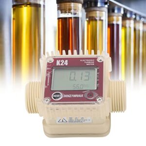 Digital Turbine Flow Meter, G1 Female Thread High Accuracy Modular Design Large LCD Display 4 Measure Units Electronic Fuel Meter for Gasoline for