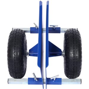 Heavy Duty Panel Dolly, Adjustable Door Dollys with Wheels, 2 10" Pneumatic Wheels 600LBS Load Bearing for Drywall Sheet Heavy Appliance & Material Handling All Terrain Moving Cart Panel Dolly - Blue