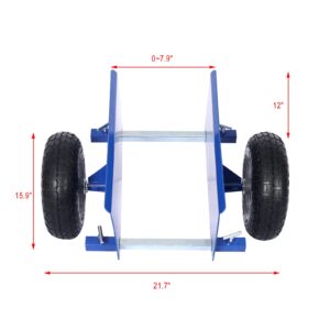 Heavy Duty Panel Dolly, Adjustable Door Dollys with Wheels, 2 10" Pneumatic Wheels 600LBS Load Bearing for Drywall Sheet Heavy Appliance & Material Handling All Terrain Moving Cart Panel Dolly - Blue