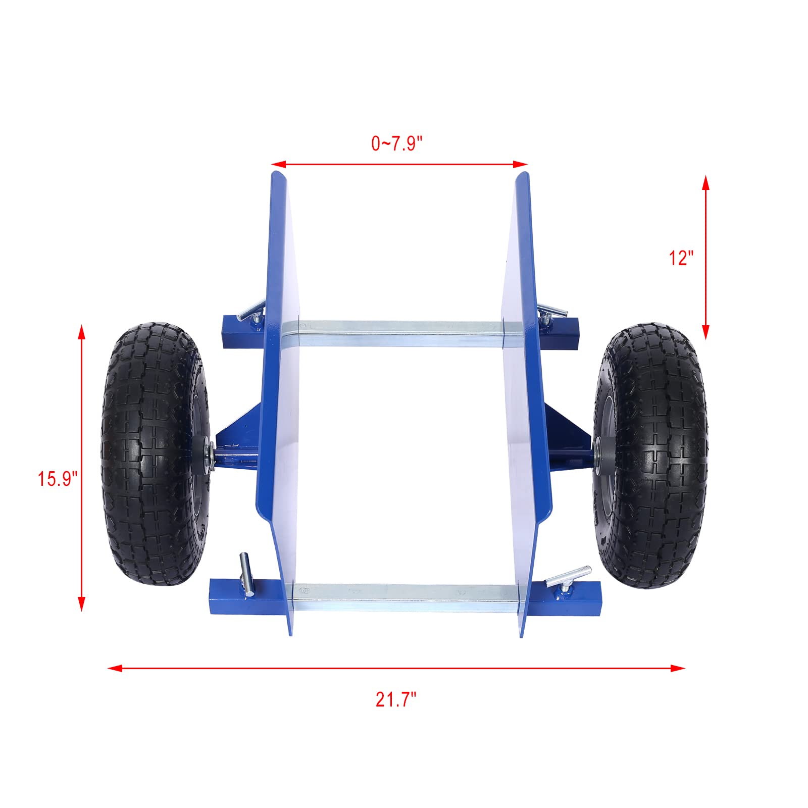 Heavy Duty Panel Dolly, Adjustable Door Dollys with Wheels, 2 10" Pneumatic Wheels 600LBS Load Bearing for Drywall Sheet Heavy Appliance & Material Handling All Terrain Moving Cart Panel Dolly - Blue