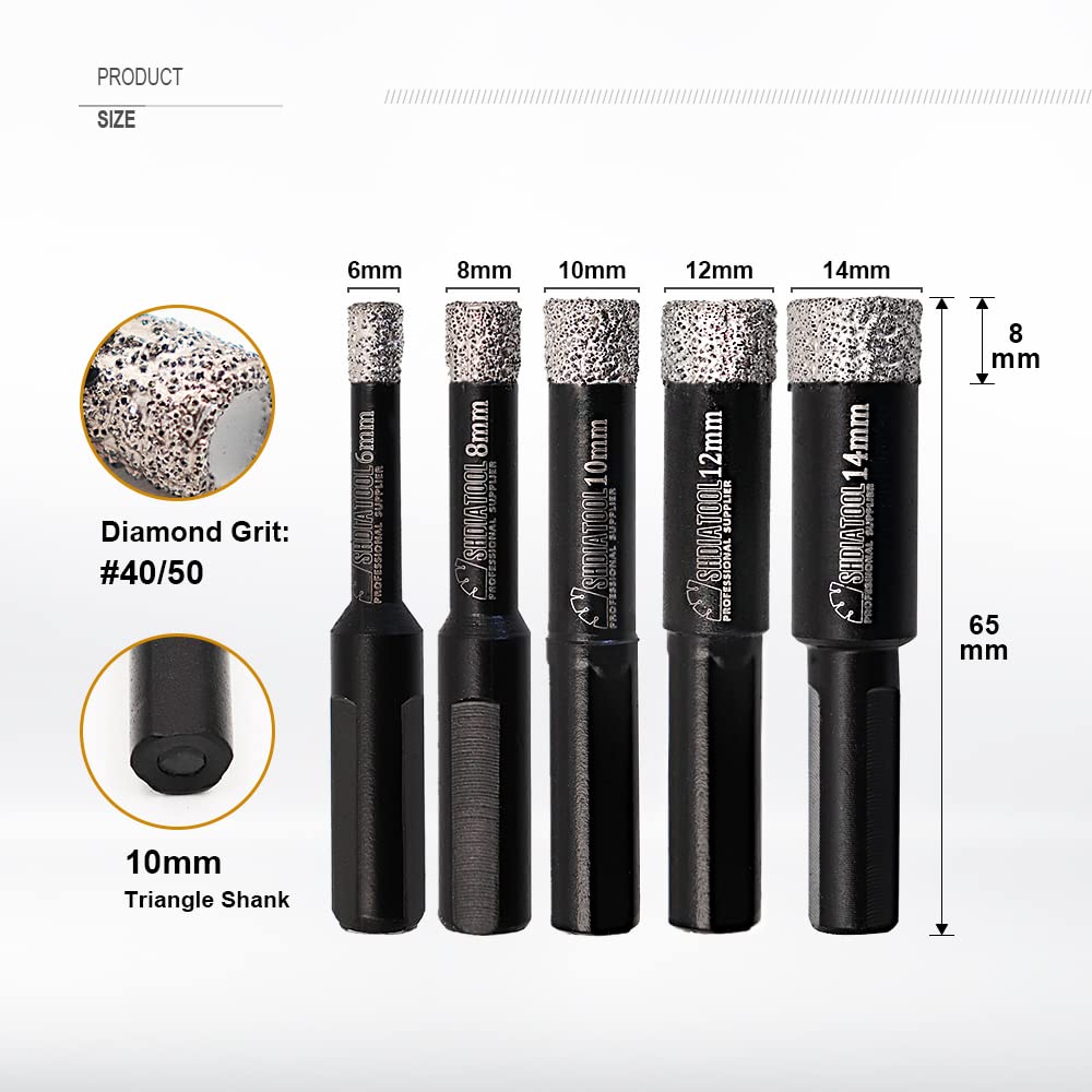 SHDIATOOL 12pcs Diamond Core Drill Bits Set 1/2-IN for Porcelain Tile Marble Ceramic Granite 12mm