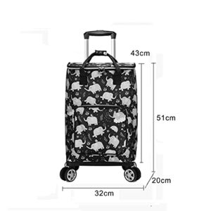 ATAAYLarge-Capacity Shopping cart, Luggage cart, Foldable Portable Trolley cart, Grocery Shopping cart, Lightweight and Waterproof (Plaid 94 * 32 * 20cm) (Black 94 * 32 * 20cm)