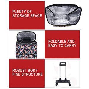 ATAAYLarge-Capacity Shopping cart, Luggage cart, Foldable Portable Trolley cart, Grocery Shopping cart, Lightweight and Waterproof (Plaid 94 * 32 * 20cm) (Black 94 * 32 * 20cm)