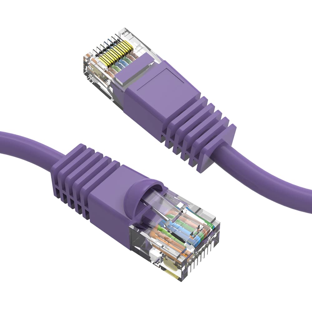 CABLYTIC (10 Pack Cat 6 Ethernet Cable 10 Feet Purple UTP Booted 10 FT Computer Network Cable, Internet Cable, Cat 6 Cable