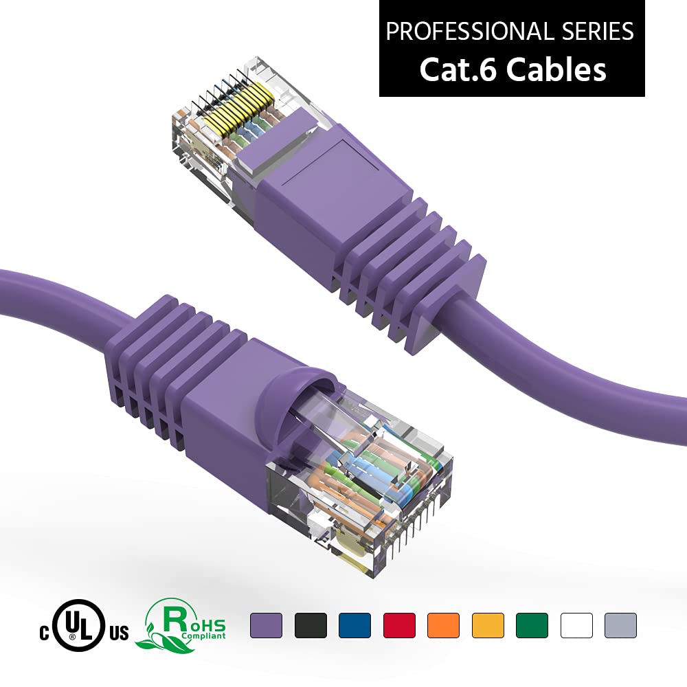 CABLYTIC (10 Pack Cat 6 Ethernet Cable 10 Feet Purple UTP Booted 10 FT Computer Network Cable, Internet Cable, Cat 6 Cable