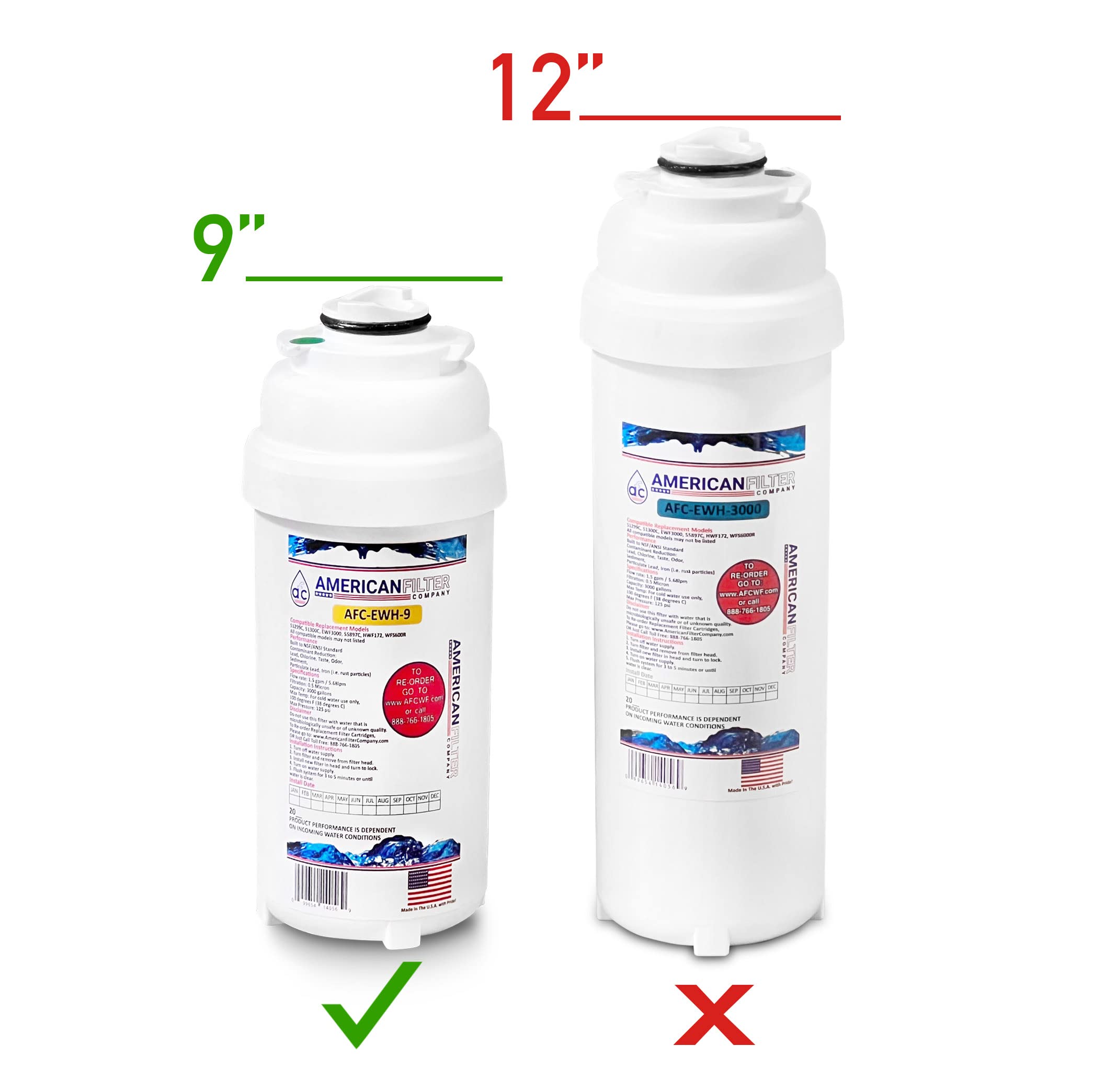 AFC Brand, water filter, Model # AFC-EWH-9, Compatible with HTVZDPV-WF,HTVZDSS NF,HTVZDSS WF,HTVZDSS-NF,HTVZDSS-WF - 1 Pack