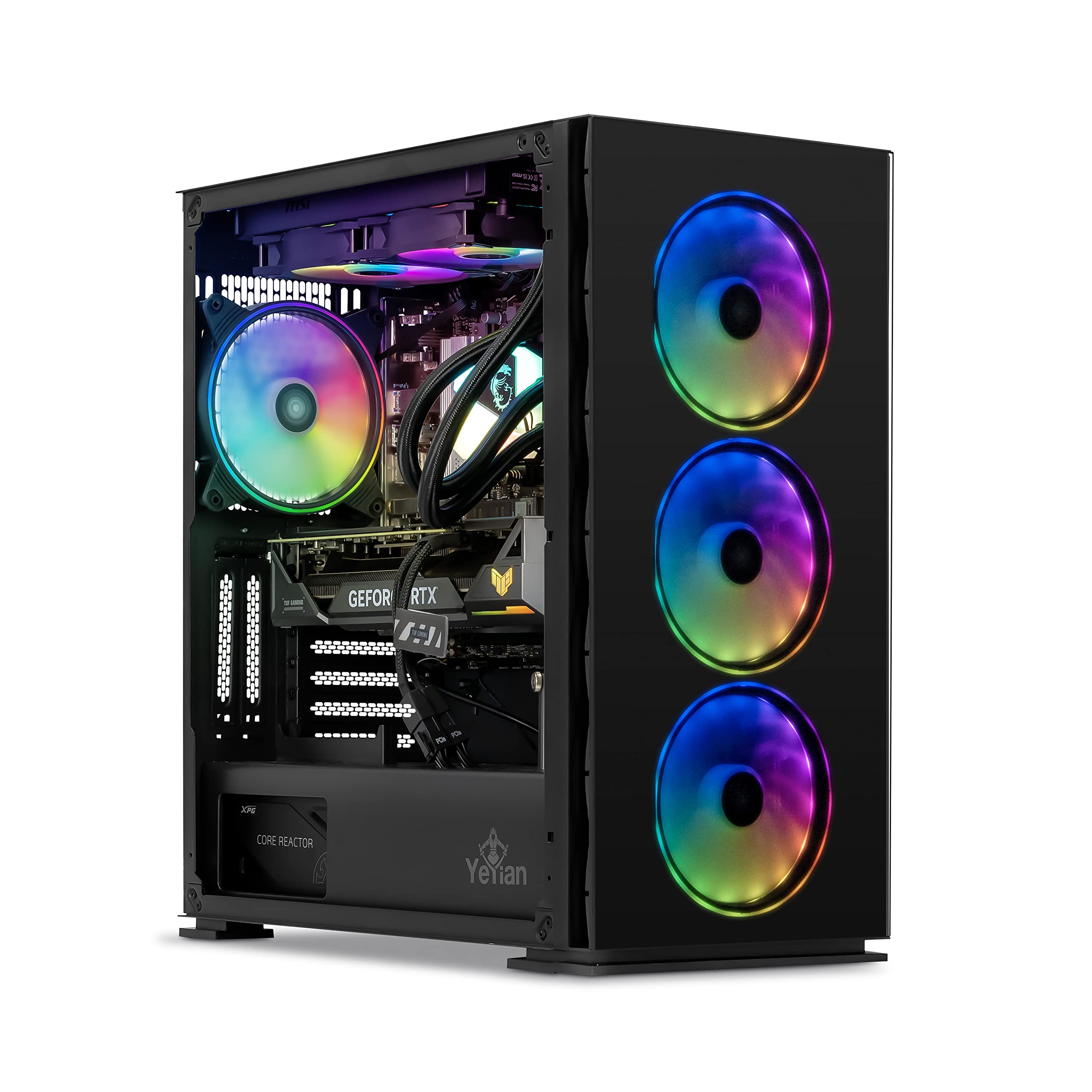 YEYIAN ODACHI Gaming Desktop Computer, AMD Ryzen 9 7900X3D, AMD RX7900 XTX, 32GB DDR5 6000MHz RAM, 1TB NVMe SSD, Liquid Cooler VR Ready Gaming PC, 850W PSU, USB-C 3.2, WiFi, Win 11 Home