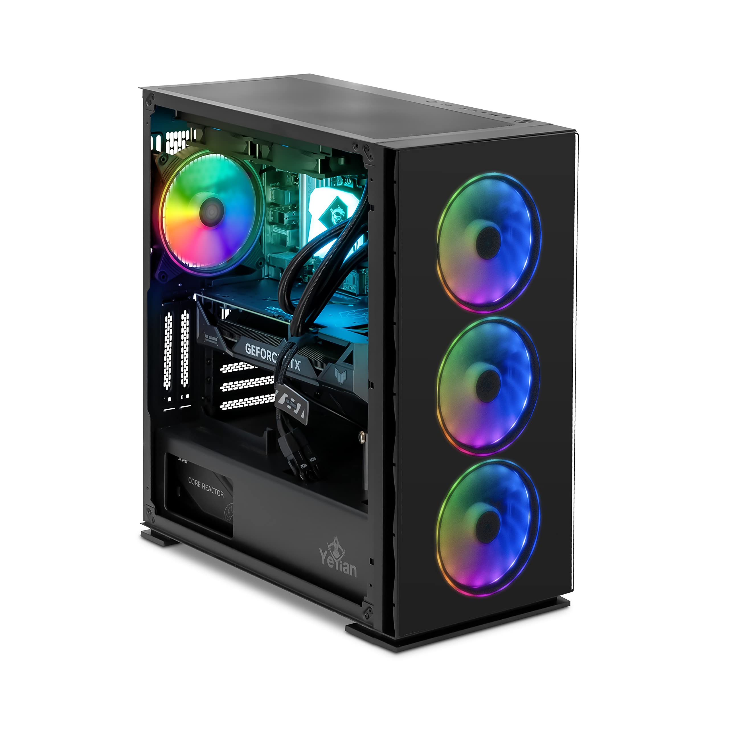 YEYIAN ODACHI Gaming Desktop Computer, AMD Ryzen 9 7900X3D, AMD RX7900 XTX, 32GB DDR5 6000MHz RAM, 1TB NVMe SSD, Liquid Cooler VR Ready Gaming PC, 850W PSU, USB-C 3.2, WiFi, Win 11 Home