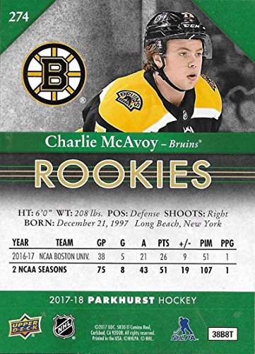 2017-18 Parkhurst Charlie McAvoy Rookie RC #274 NM Near Mint Boston Bruins