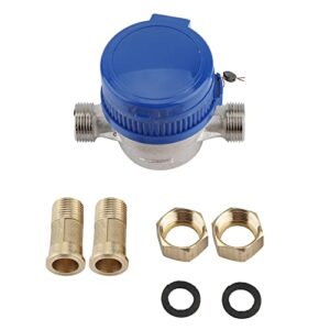 deosdum water flow meter, water meter copper 1.5m3/h mechanical water meter 15mm 1/2 inch water flow gauge garden water flow meter