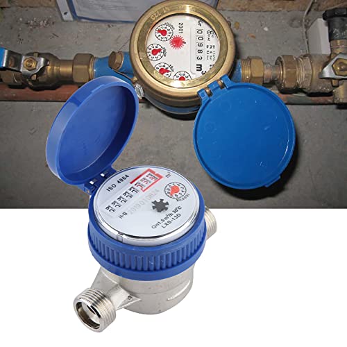 Deosdum Water Flow Meter, Water Meter Copper 1.5M3/H Mechanical Water Meter 15Mm 1/2 Inch Water Flow Gauge Garden Water Flow Meter