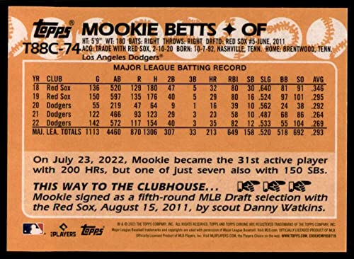 2023 Topps Series One Silver Packs Mojo Refractor #T88C-74 Mookie Betts NM-MT Los Angeles Dodgers Baseball Trading Card MLB